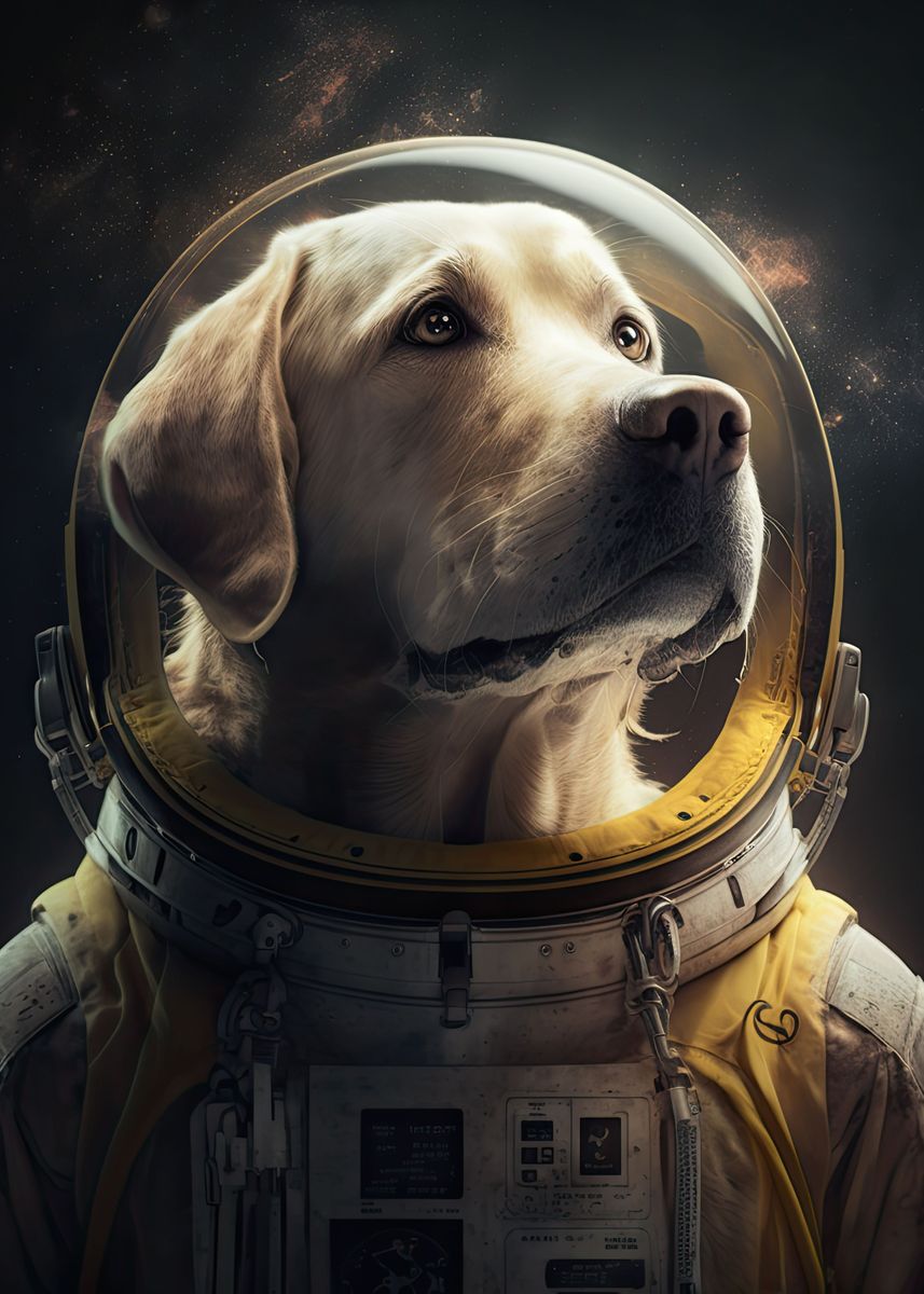 'Labrador Astronaut ' Poster, picture, metal print, paint by PetPrints | Displate