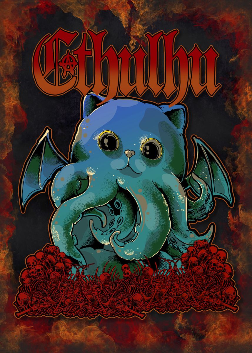 'Cathulhu' Poster, picture, metal print, paint by Chase Buckler | Displate