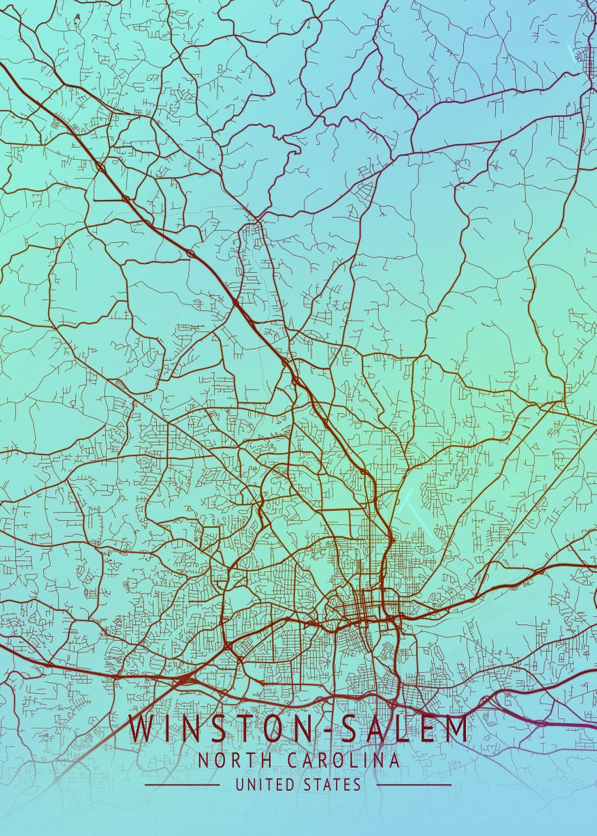 'Winston Salem City Map' Poster, picture, metal print, paint by Gigi ...