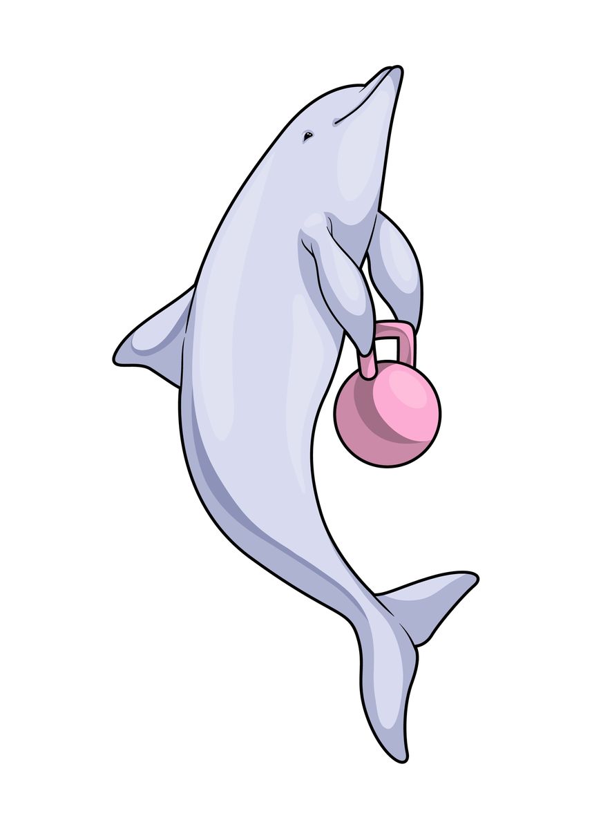 'Dolphin Fitness Dumbbell' Poster, picture, metal print, paint by ...