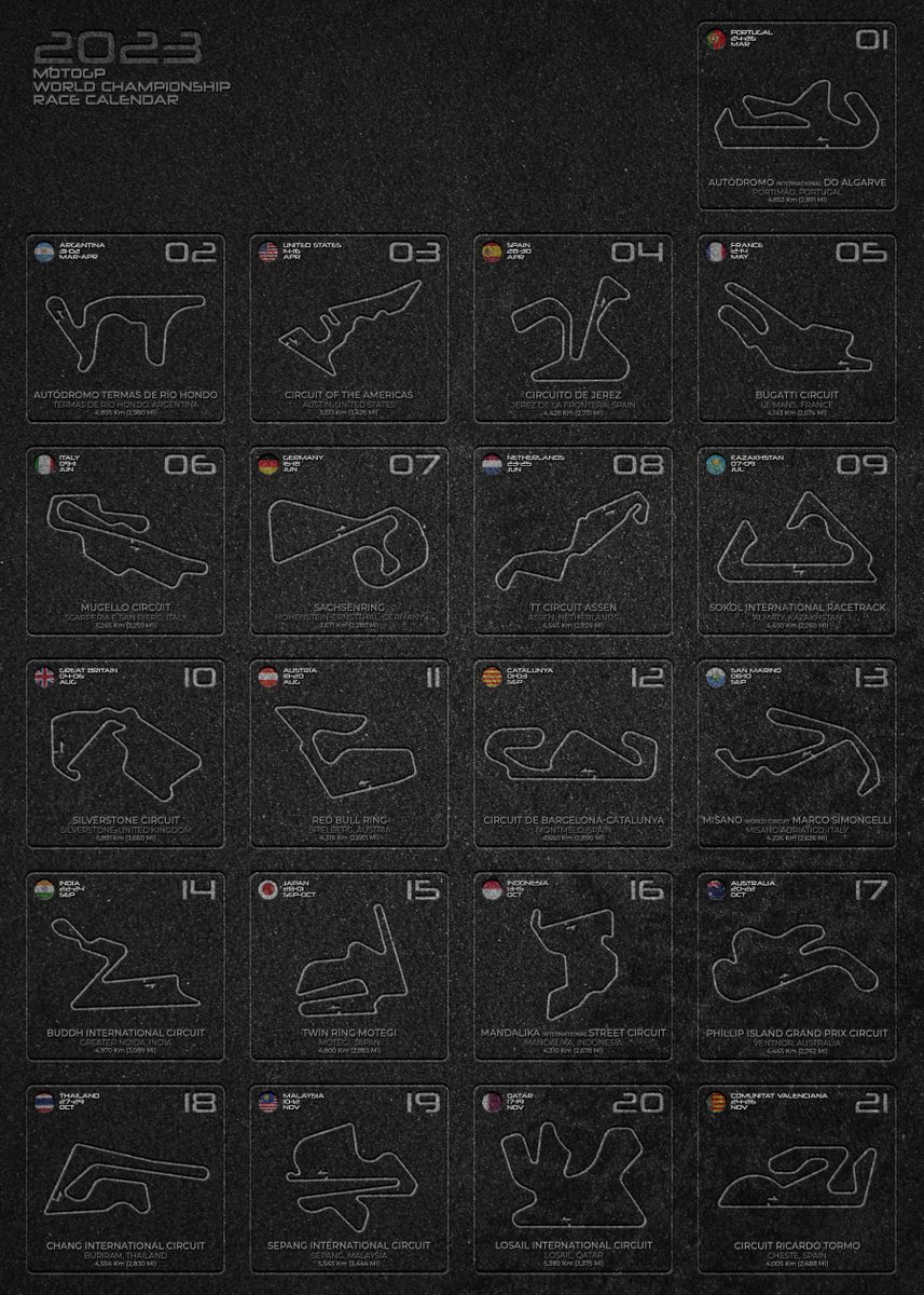 '2023 motogp calendar' Poster, picture, metal print, paint by MauriTz ...
