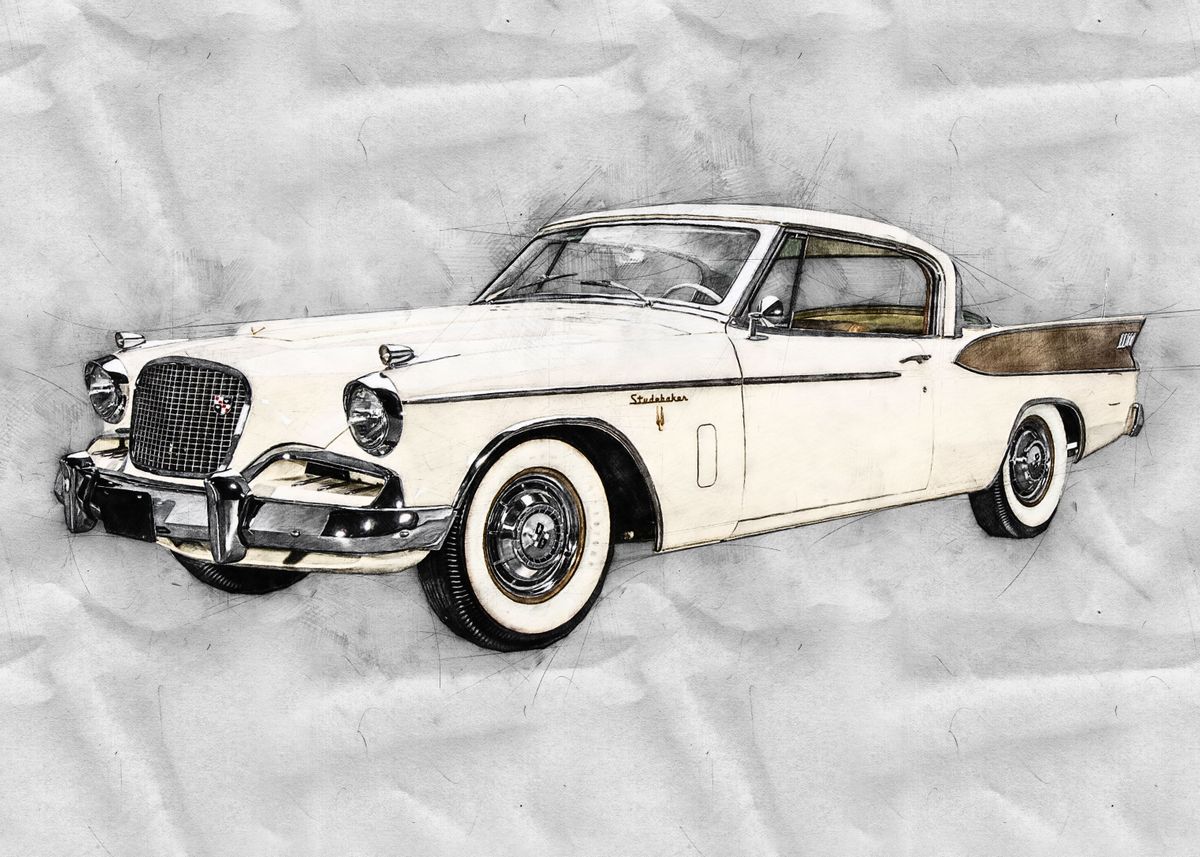 '1957 Studebaker GoldenHawk' Poster by Pixxelworks Florian Schaller ...