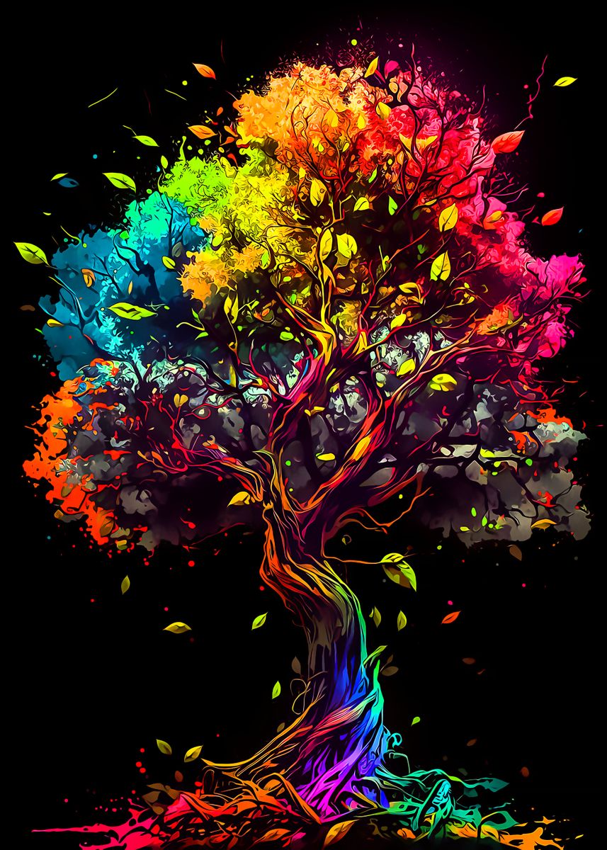 'Tree Colorful' Poster, picture, metal print, paint by Romos Xavi ...