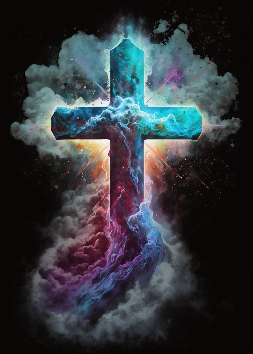 'Cross with Divine Colors' Poster, picture, metal print, paint by ...