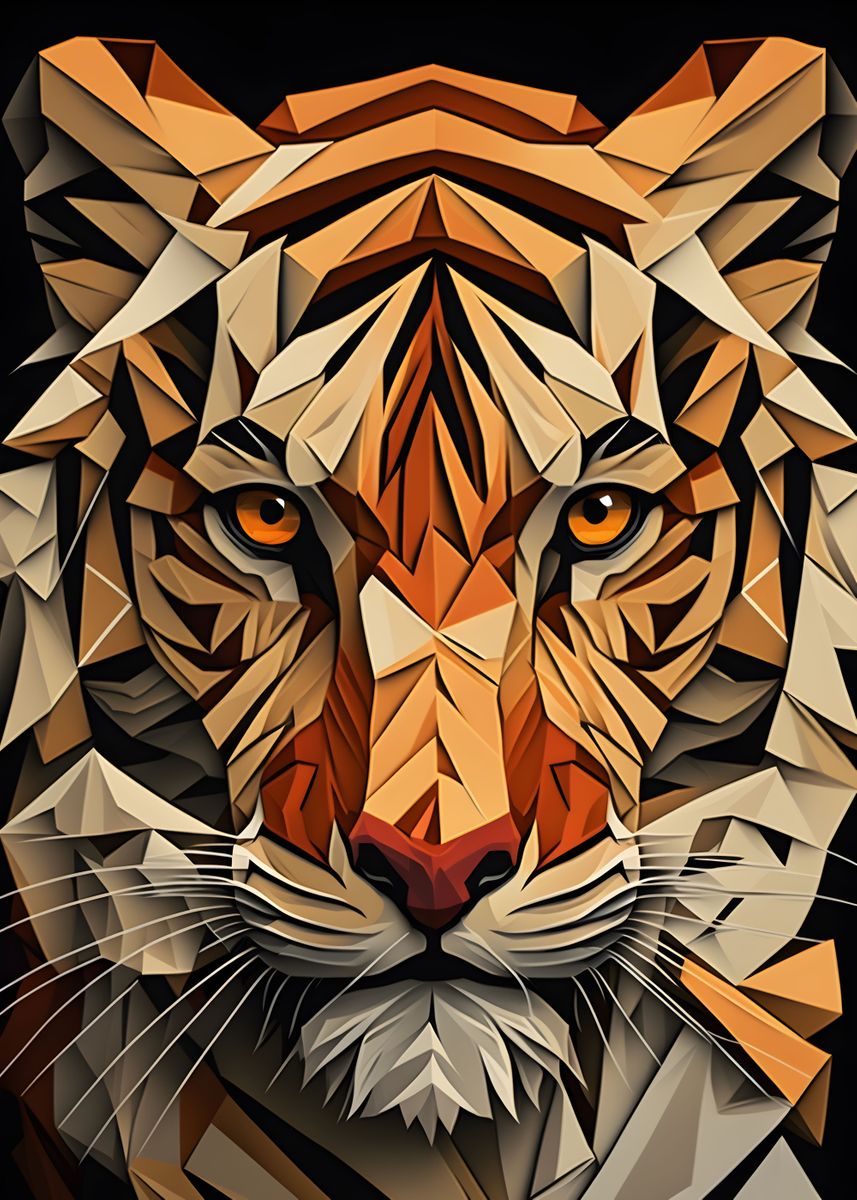 'Roaring Style Tiger Cubism' Poster, picture, metal print, paint by ...