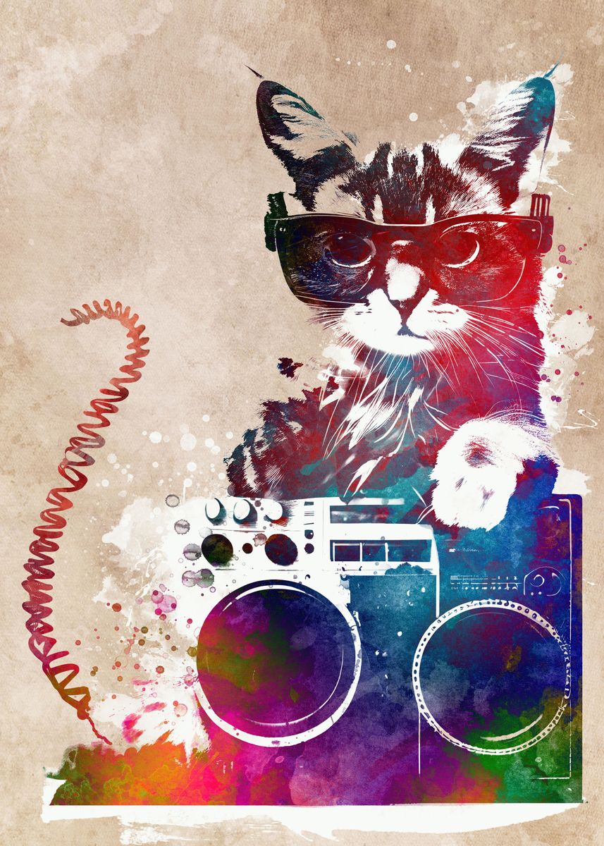 'Cats music' Poster by JBJart Justyna Jaszke | Displate