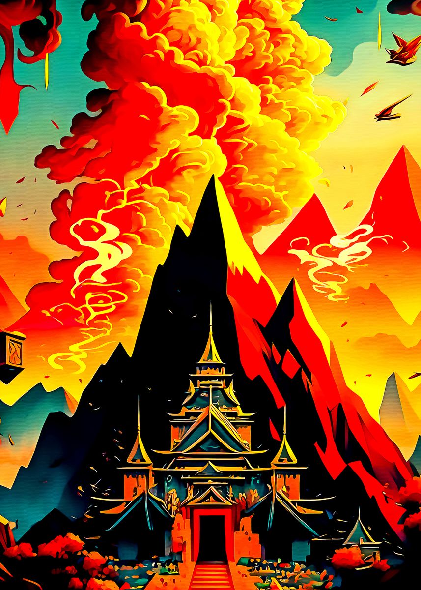 'Japan Temple Abstract' Poster, picture, metal print, paint by Artirs ...