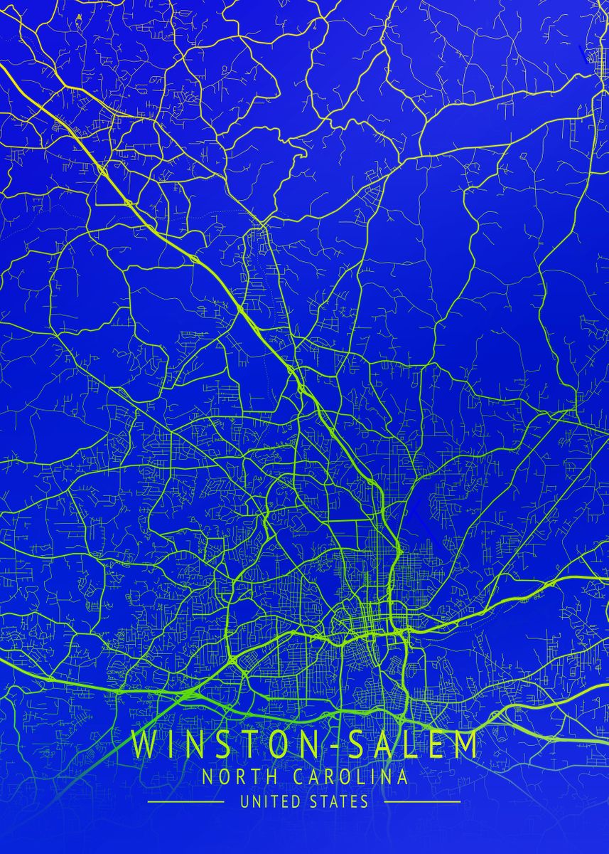 'Winston Salem City Map' Poster, picture, metal print, paint by Gigi ...