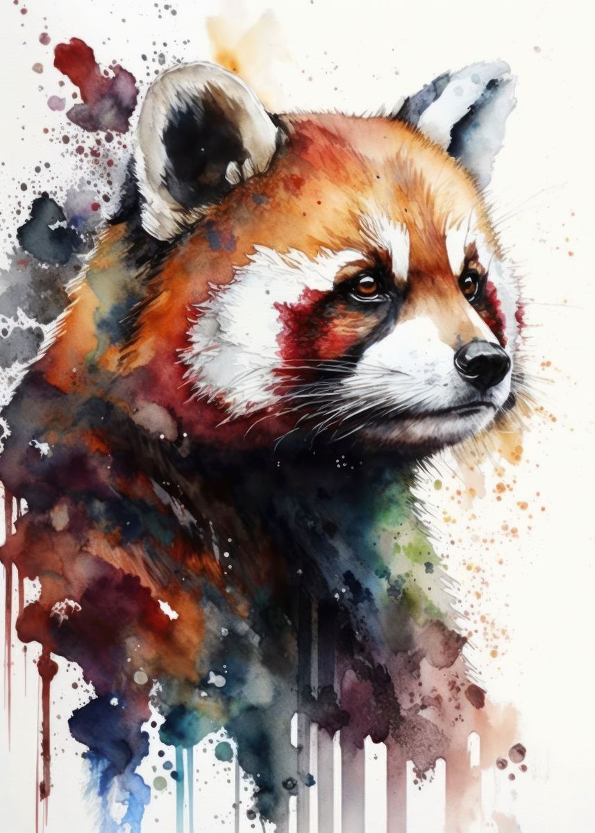 'Red Panda Watercolor' Poster, picture, metal print, paint by Usama ...