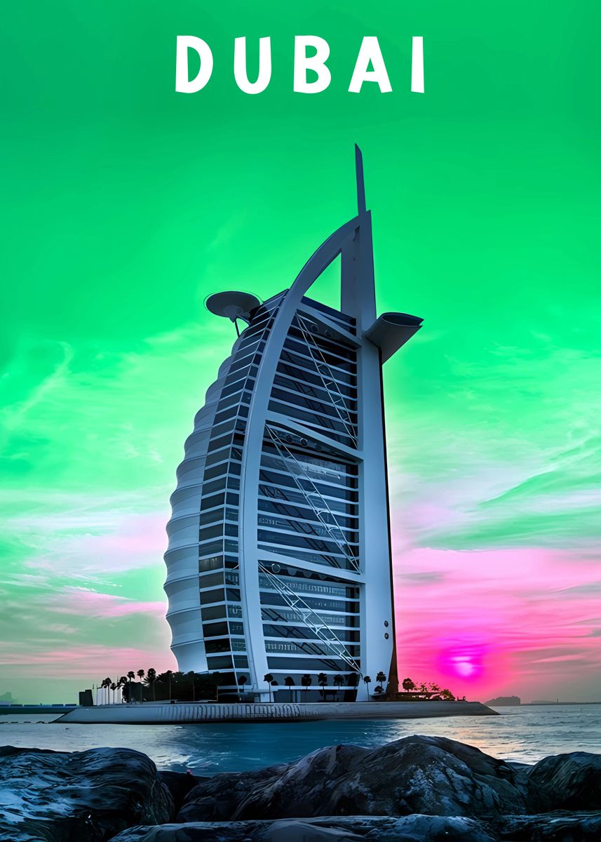 ' Dubai Burj Al Arab Poster' Poster, picture, metal print, paint by ...