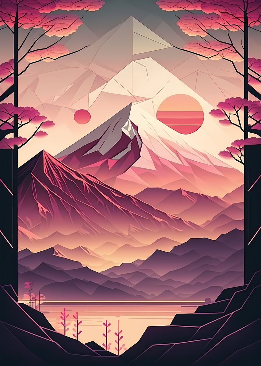 'Japan Geometric Neon Art' Poster, picture, metal print, paint by Jay ...