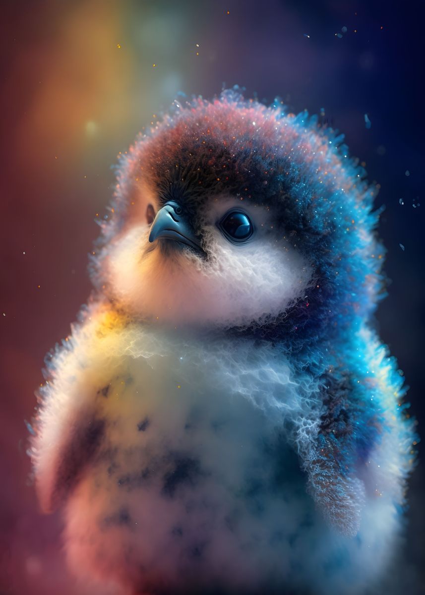 'Lively Fluffy Baby Penguin' Poster by mcmtdesigns | Displate