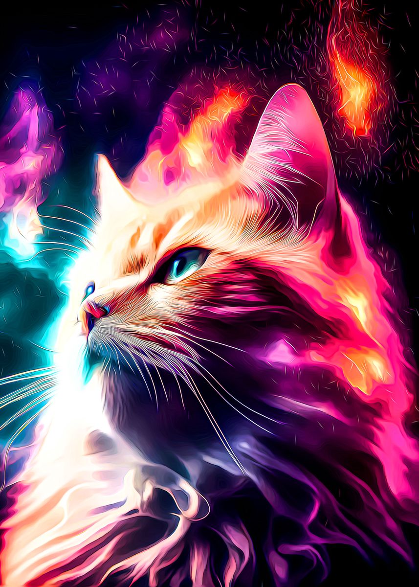 'Cat' Poster, picture, metal print, paint by minh doan | Displate