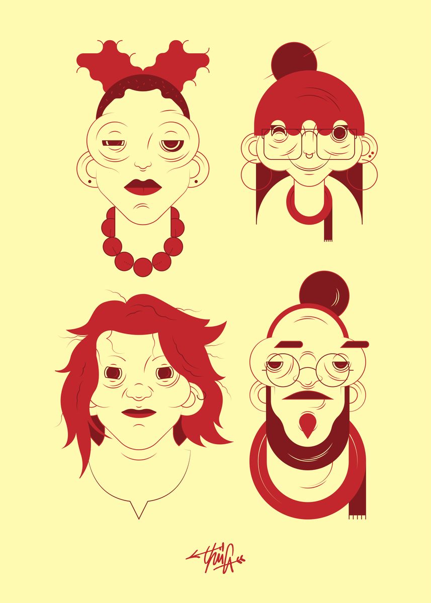 'People' Poster, picture, metal print, paint by Martin Güth | Displate