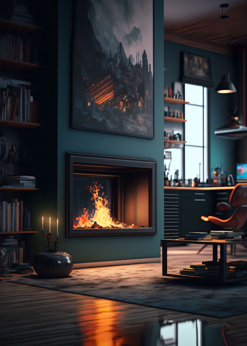 'Fireplace Focal Point' Poster by Iamsentient | Displate