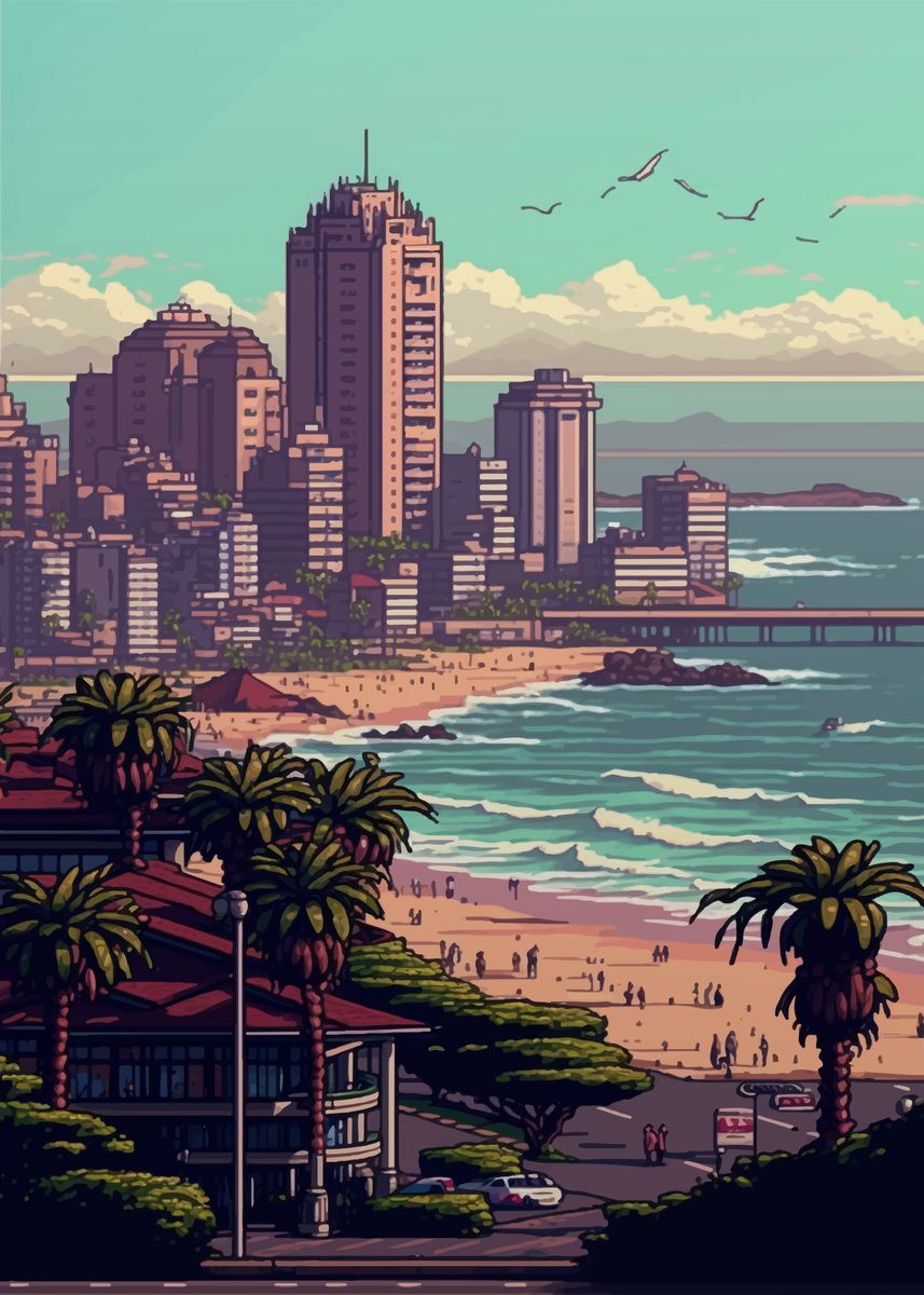 'Durban Pixel art' Poster, picture, metal print, paint by M Art | Displate