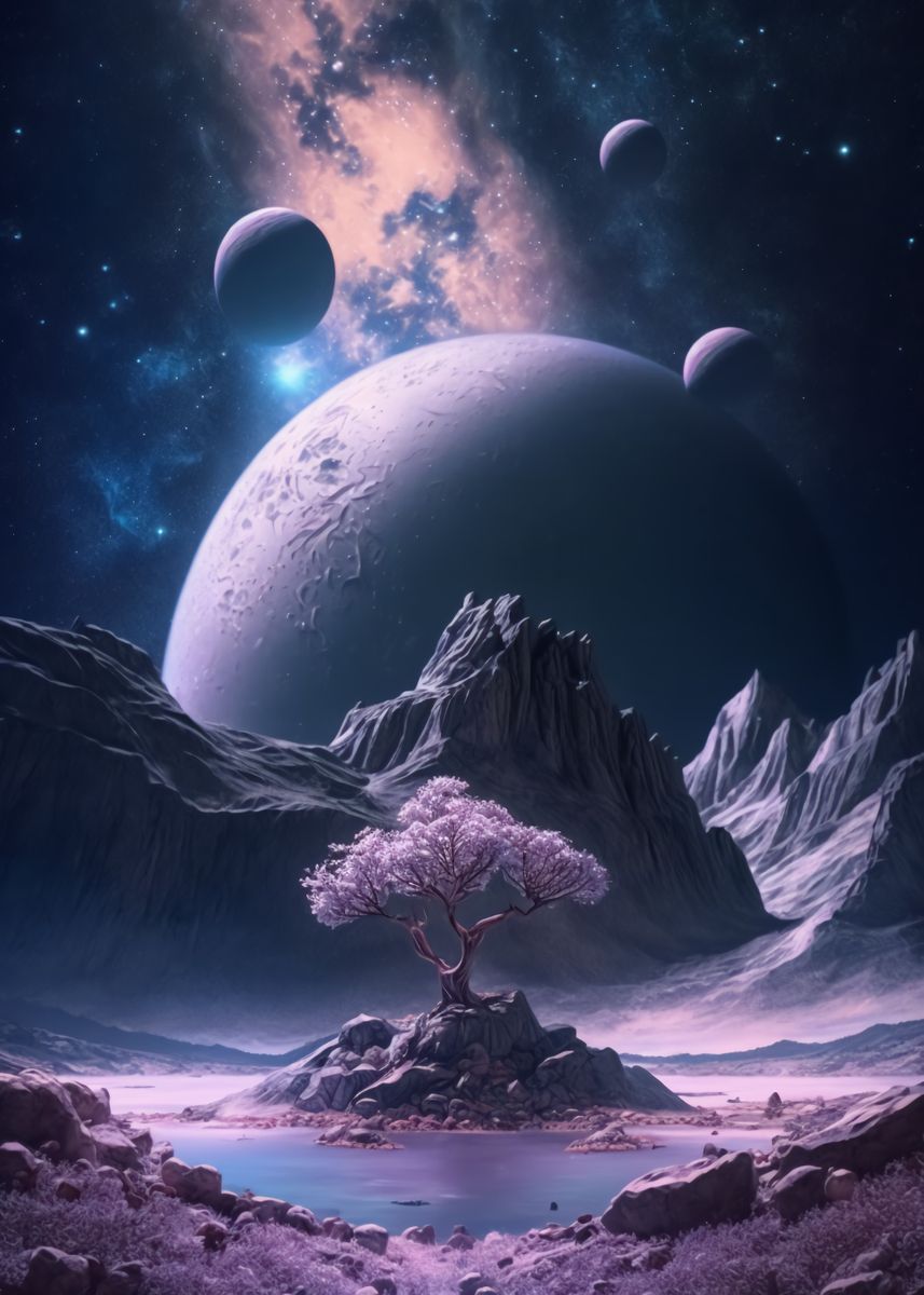 'Celestial Grove ' Poster, picture, metal print, paint by Pixaverse ...