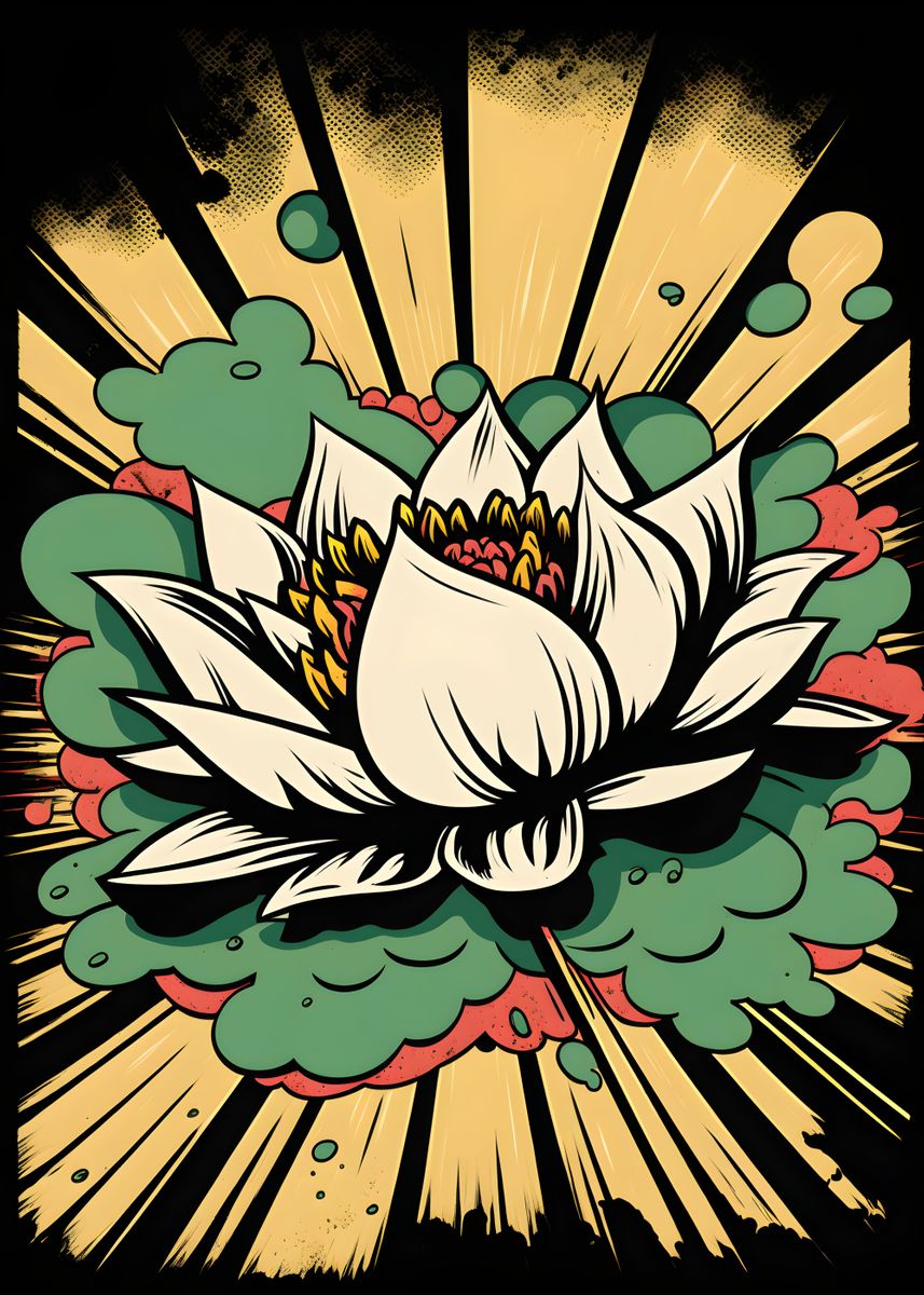'Vivid Lotus Flower Pop Art' Poster by mcmtdesigns | Displate