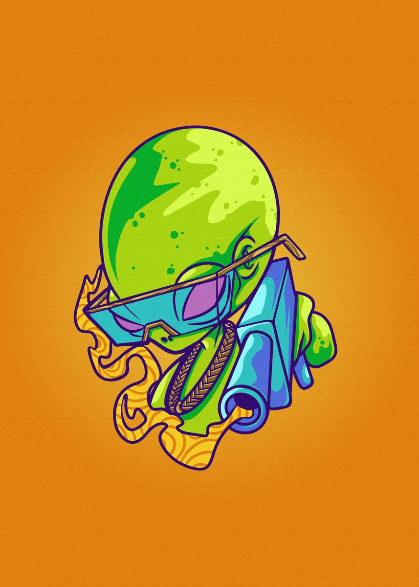 'Alien with gun' Poster by JusticeEichmann Studio | Displate