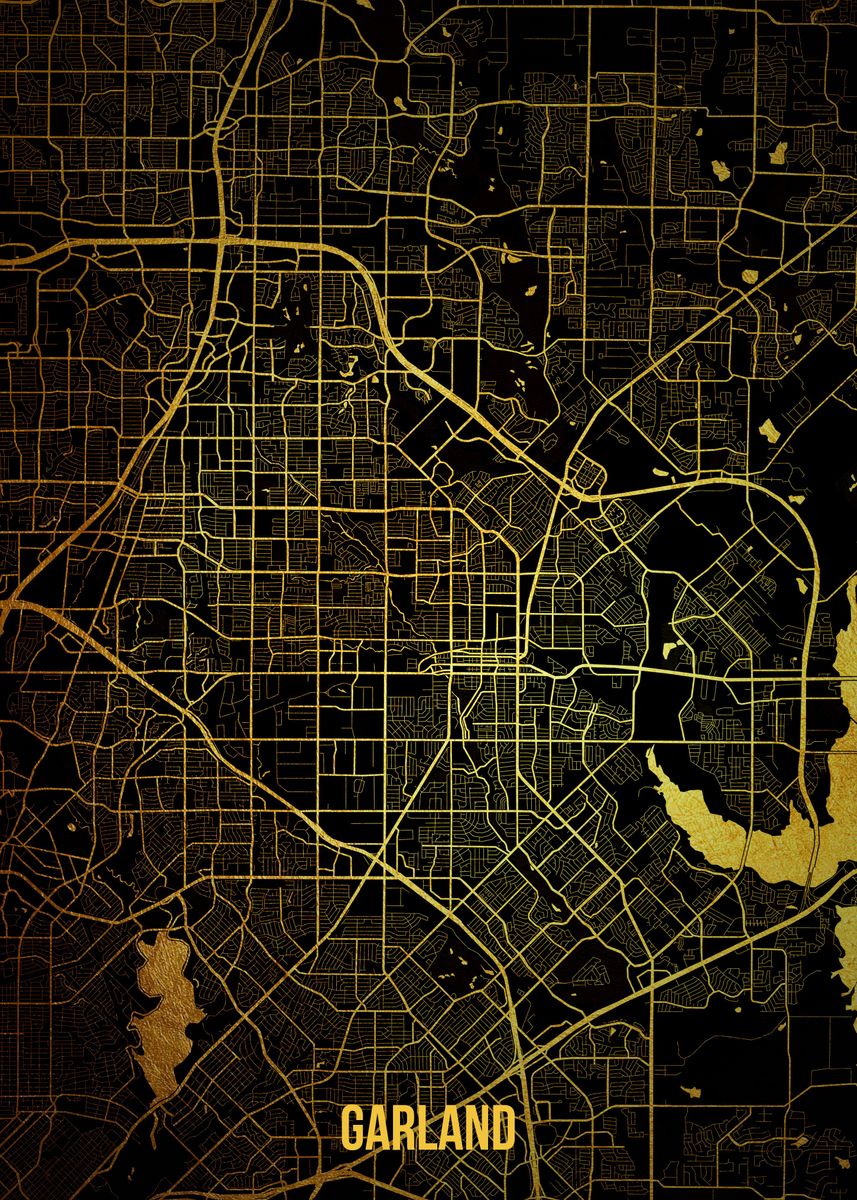 'Garland gold map' Poster by Stefano Lunghi | Displate