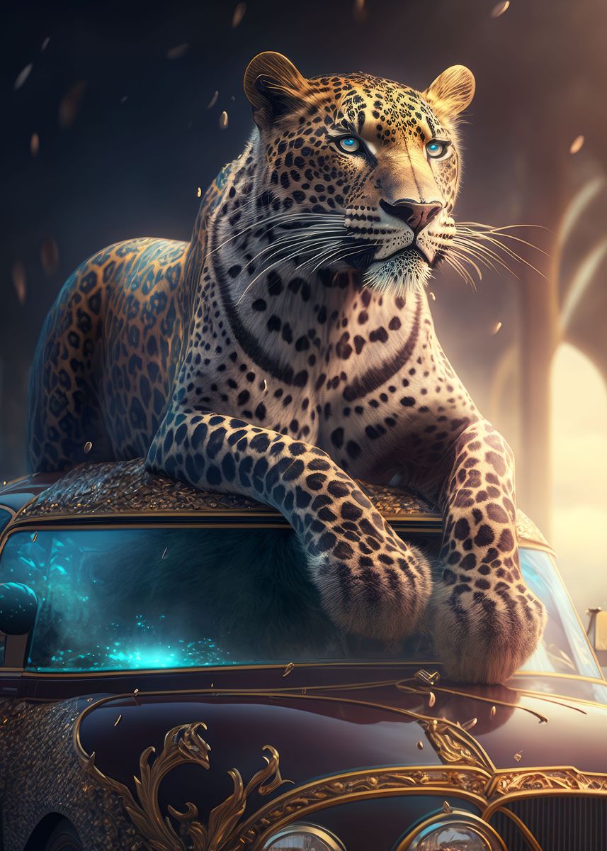 'Leopard Classic Car' Poster, picture, metal print, paint by Zenzdesign ...