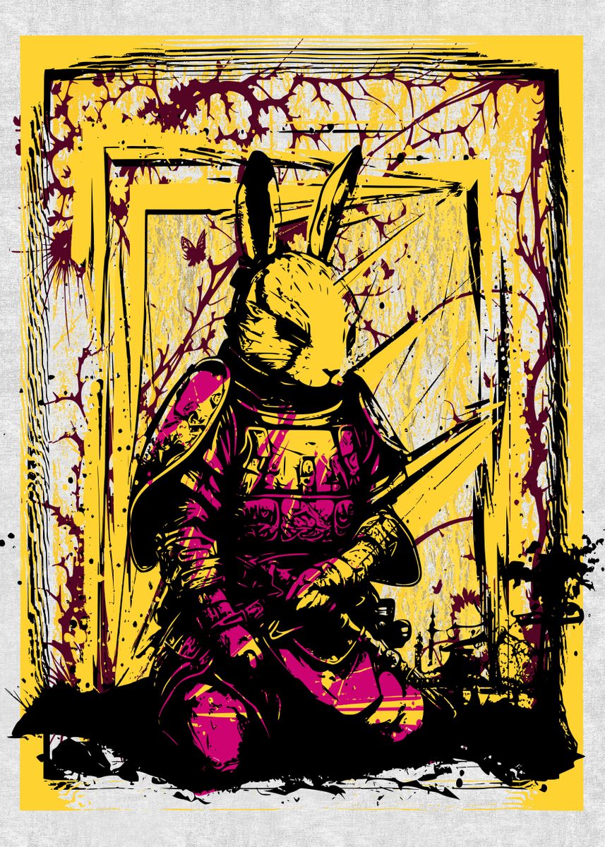 'Rabbit Samurai ' Poster, picture, metal print, paint by Ilya Danilov ...