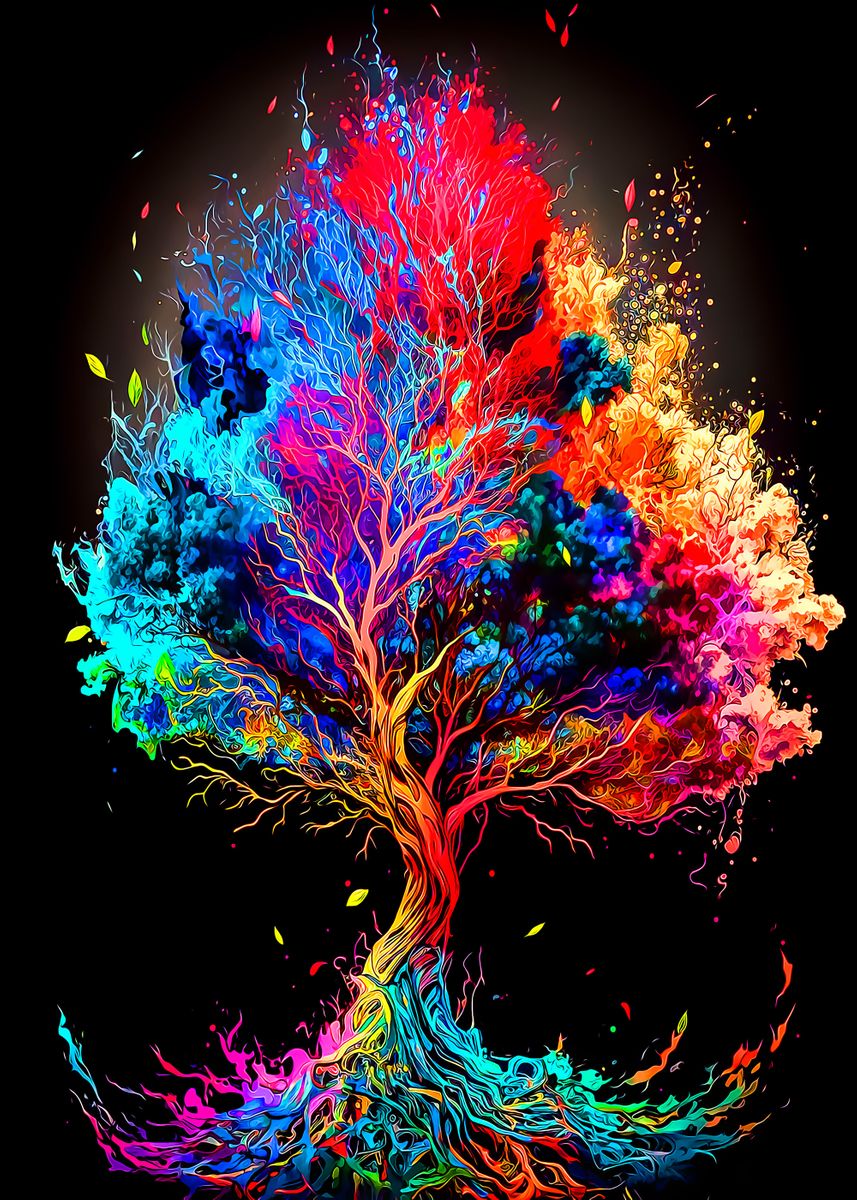 'Tree Colorful' Poster, picture, metal print, paint by Romos Xavi ...