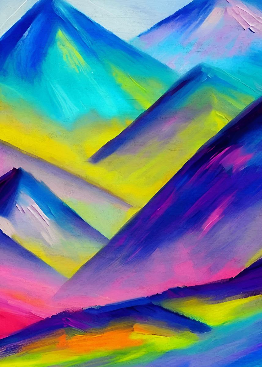 'Colorful mountains paint' Poster, picture, metal print, paint by ...