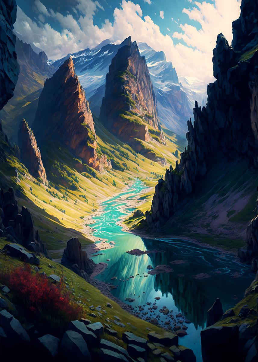 'Peaks Valley' Poster, picture, metal print, paint by SideygitArt ...