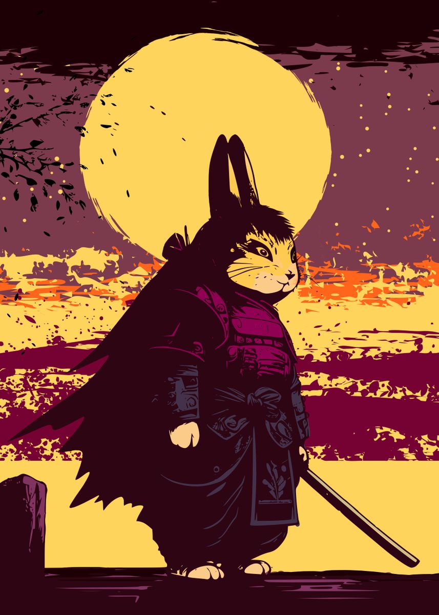 'Rabbit Samurai ' Poster, picture, metal print, paint by Ilya Danilov ...