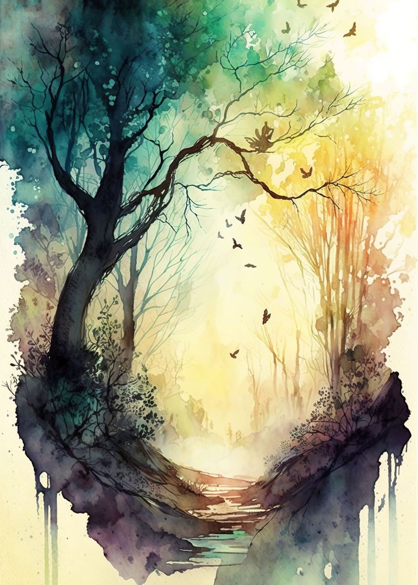 'Watercolor nature 2' Poster, picture, metal print, paint by KoArts ...