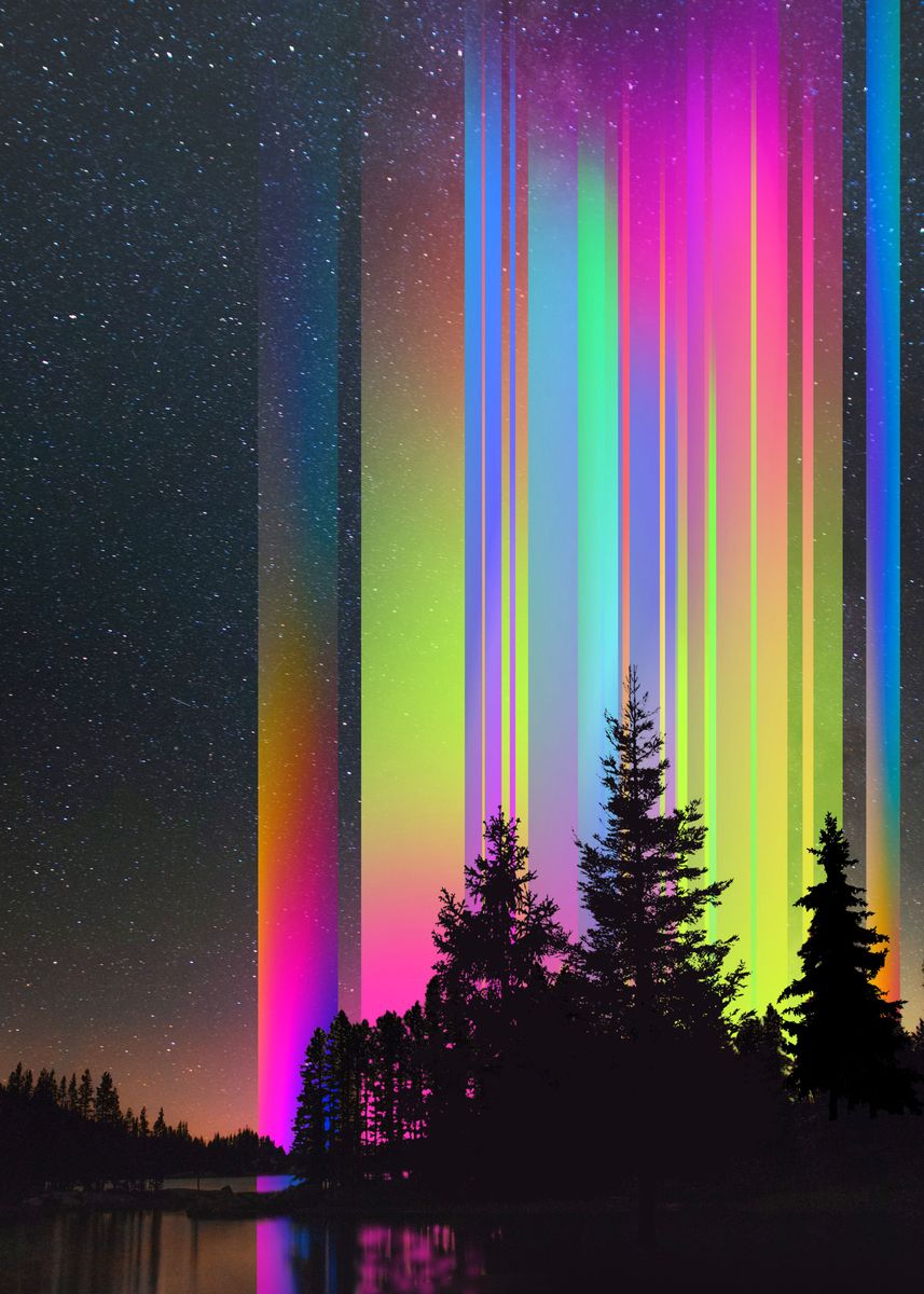 'Lake Lights at Night' Poster, picture, metal print, paint by David ...