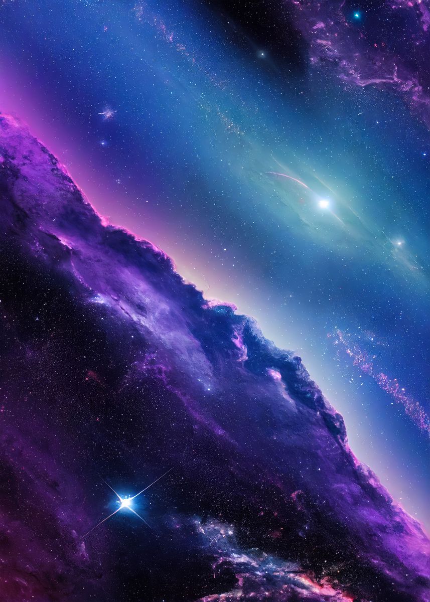 'Galaxy with stars' Poster, picture, metal print, paint by HildaWarren ...