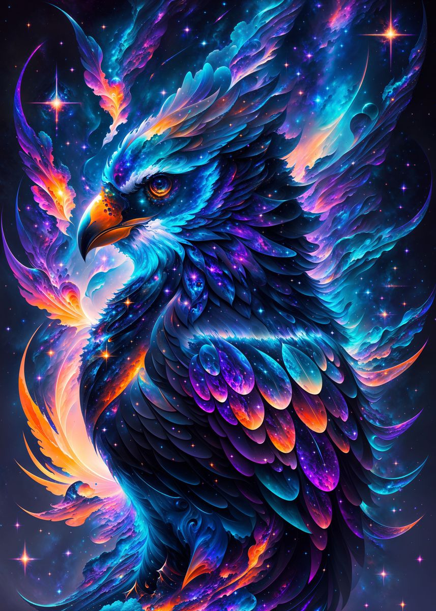 'Space Bird' Poster, picture, metal print, paint by DervlexArt | Displate