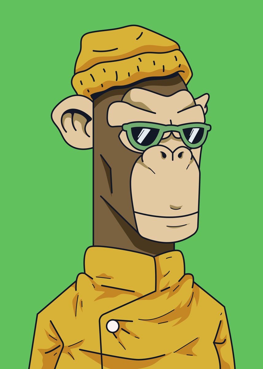 'Hand drawn nft style ape' Poster, picture, metal print, paint by Le ...