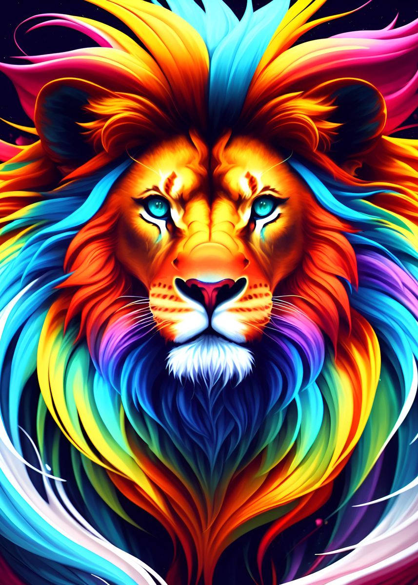 'lion head' Poster, picture, metal print, paint by Iurii Vlasenko ...