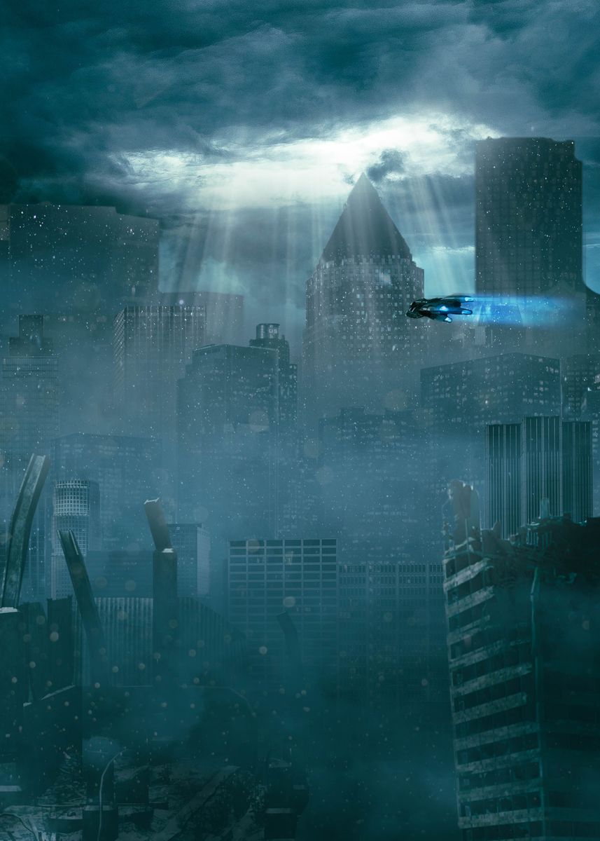 'Gloom City' Poster, picture, metal print, paint by Shaheen Khan | Displate