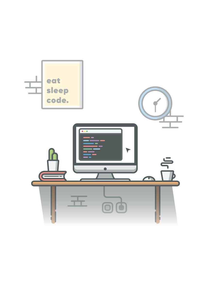 'Workspace Cartoon ' Poster, picture, metal print, paint by catalyst ...