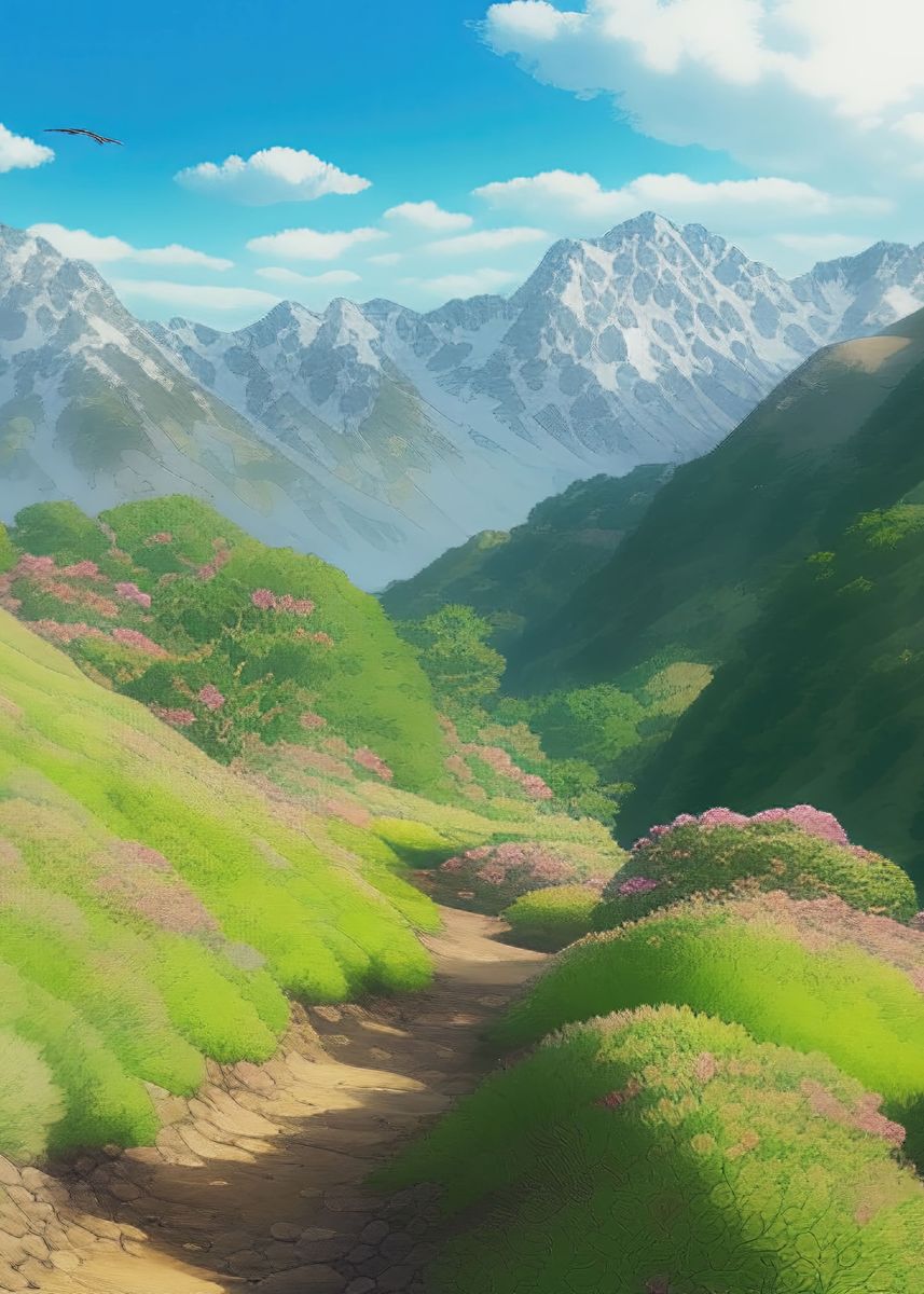 'Anime Scenery of Trail' Poster, picture, metal print, paint by ...