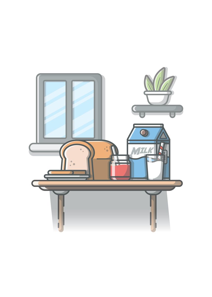 'Breakfast Time Cartoon ' Poster by catalyst vibes | Displate