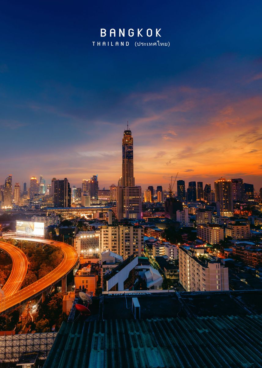 'Bangkok ' Poster, picture, metal print, paint by Famous City | Displate