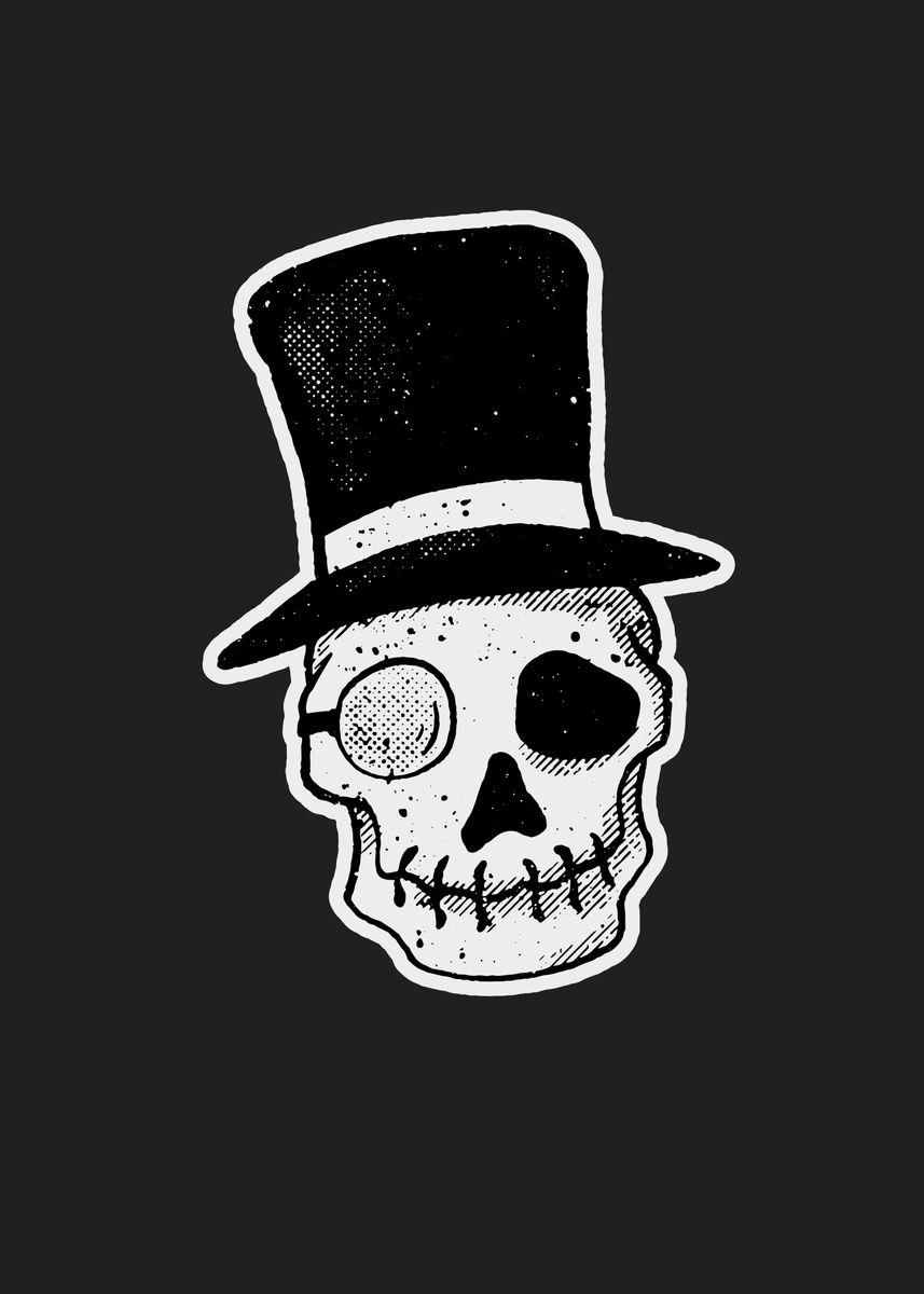 'Mr Dead Gentleman Skull' Poster, picture, metal print, paint by Foxxy ...