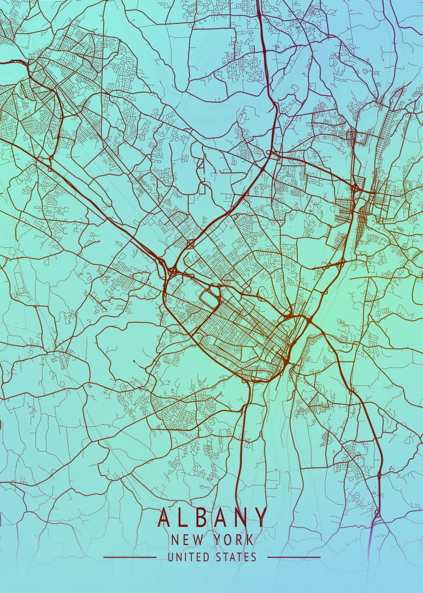 'Albany New York City Map' Poster, picture, metal print, paint by Gigi ...