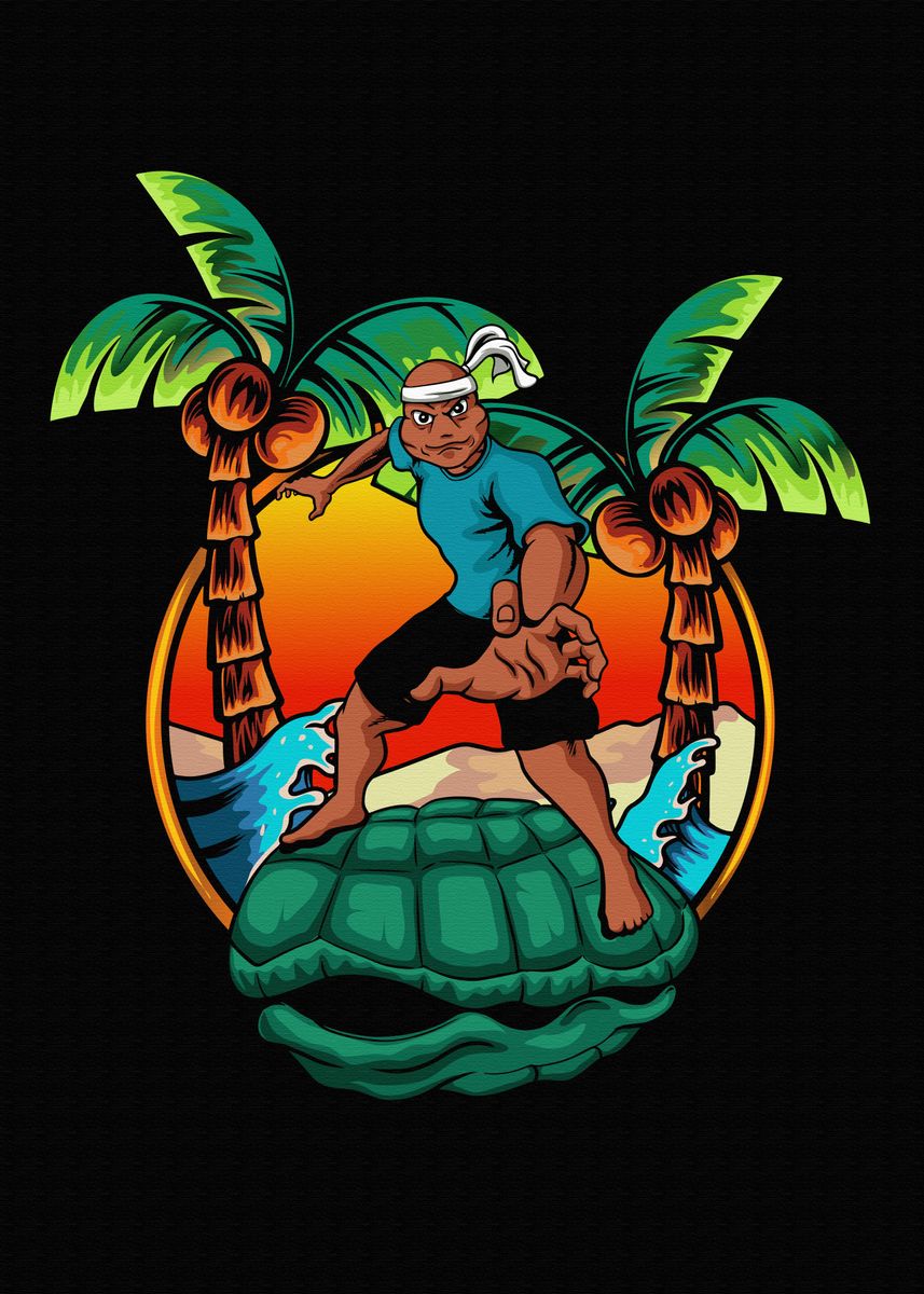 'Turtle cartoon' Poster, picture, metal print, paint by JusticeEichmann ...