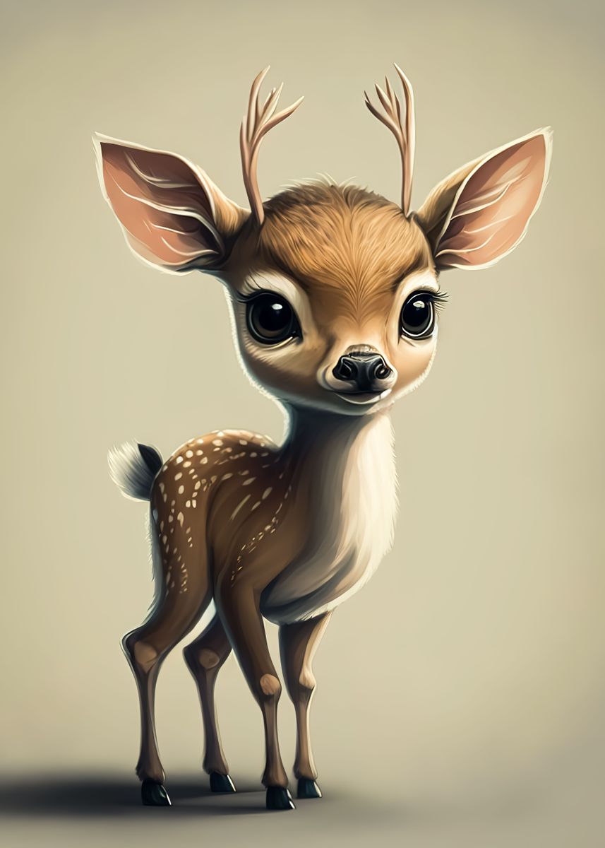 'Cute Baby Deer' Poster by Anime Minimalistic Sunset | Displate