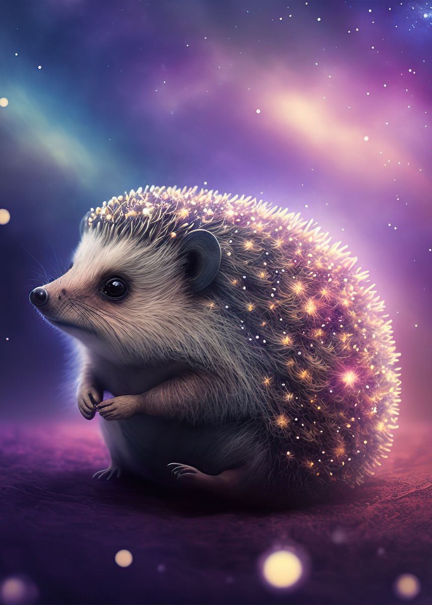 'Colorful Hedgehog Neon' Poster, picture, metal print, paint by Ahmet ...