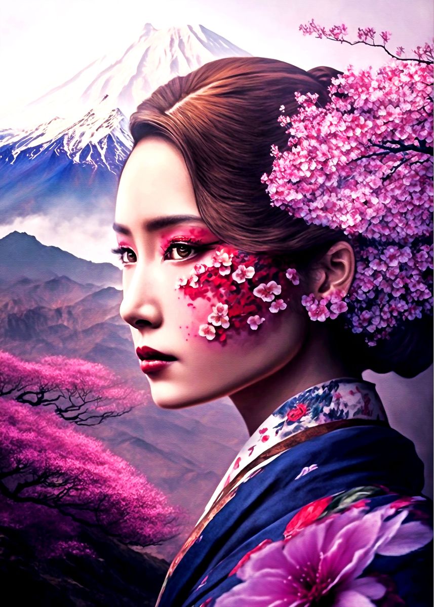 'Japan Woman' Poster, picture, metal print, paint by Nemory Artist ...