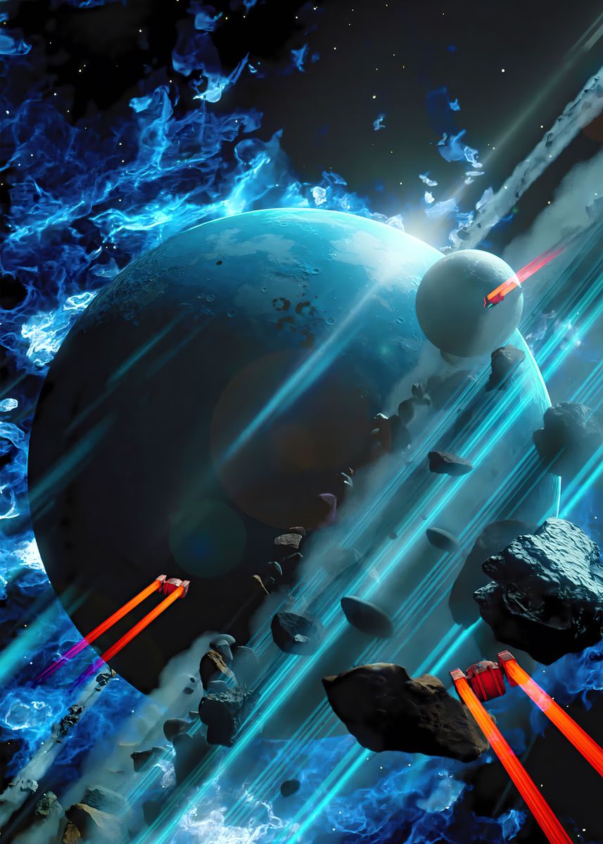 'Planet Earth Asteroid' Poster, picture, metal print, paint by Lunaxys ...