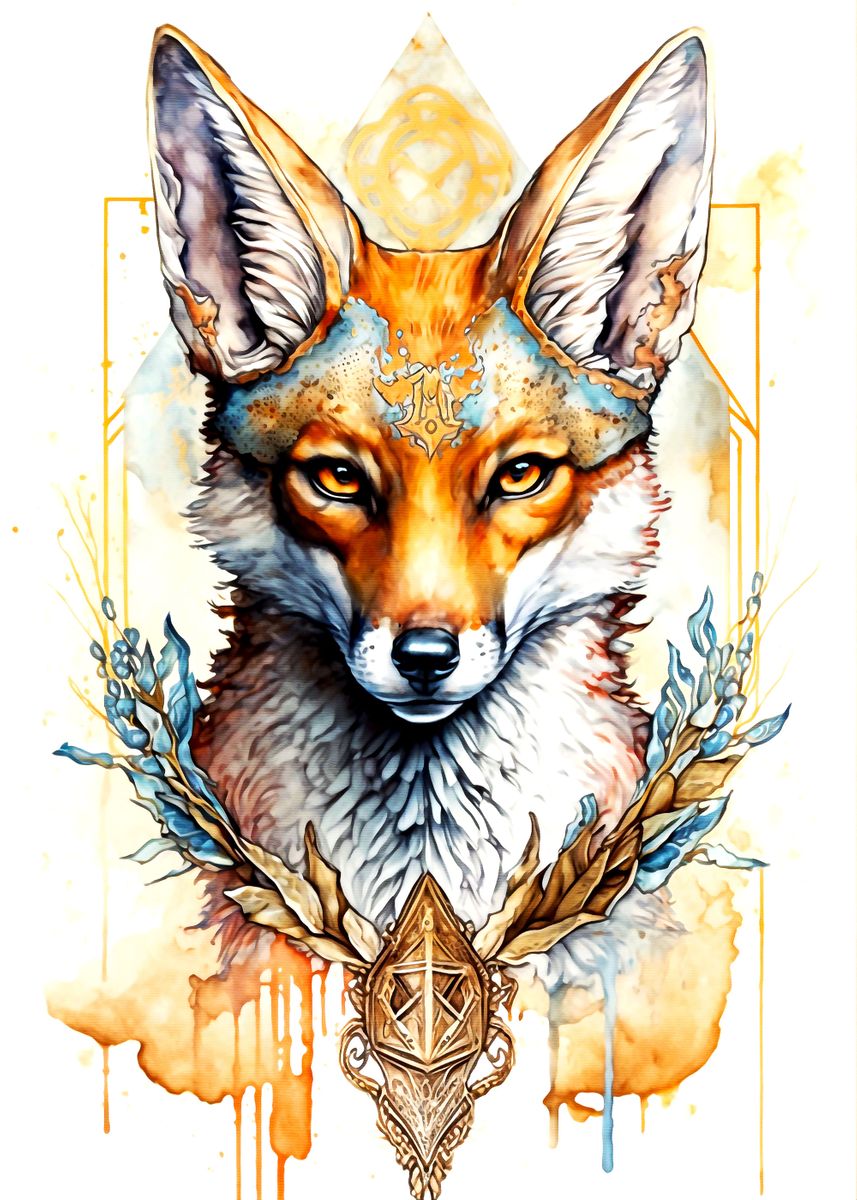 'Fox' Poster, picture, metal print, paint by Lee Jani | Displate