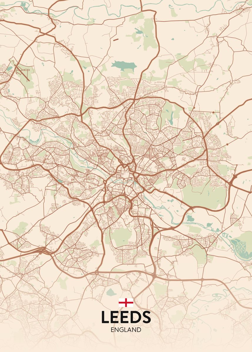 'Leeds UK' Poster, picture, metal print, paint by IMR Designs | Displate